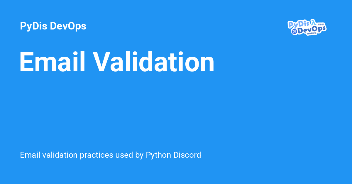 Email Validation - PyDis DevOps